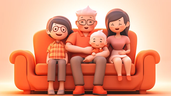 ls7623_a_family_on_an_orange_sofa_blind_box_3D_printing_model_i ...