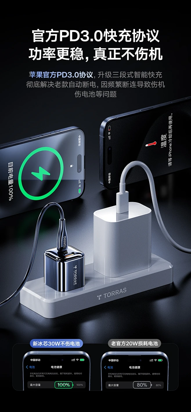 图拉斯小冰块适用苹果充电器线iPhone15快充14ProMax手机13多口usb双插头typec正品PD30W一套装20W数据线iPad-tmall.com天猫-花瓣网