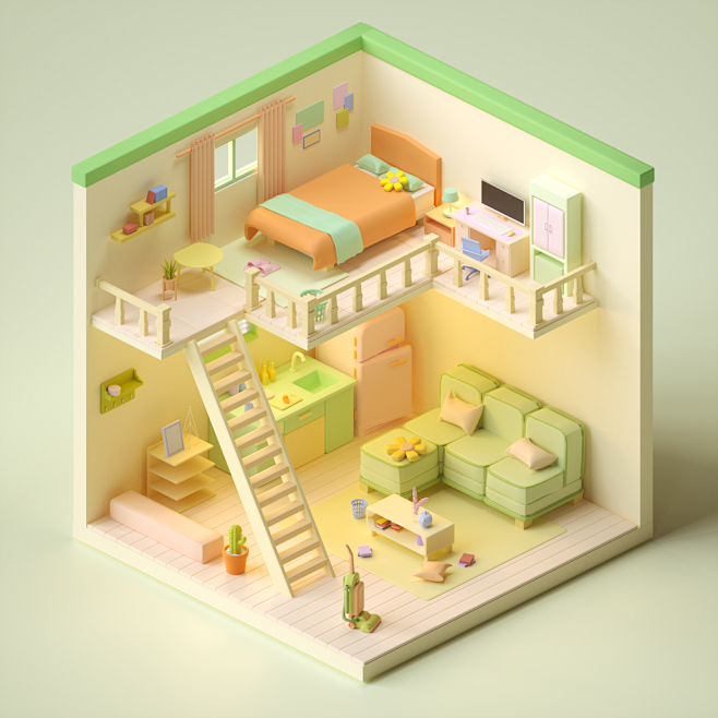 近期C4D零基础课程小房间案例优秀作业-C4D蜂巢计划 (23)