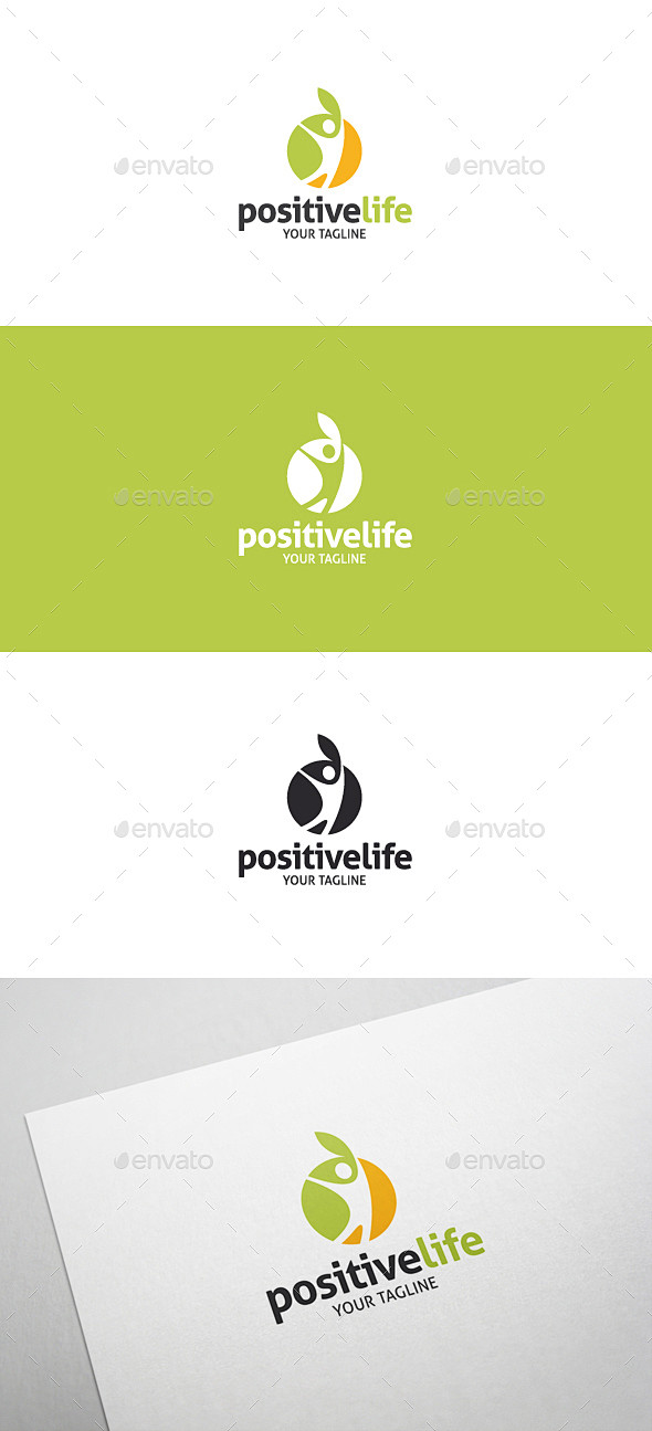 积极的生活,健康的生活方式的标志——人类标志模板Positive Life - Healthy Life Style Logo ...