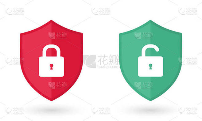 Padlock icon flat, locked and unlocked, flat desig