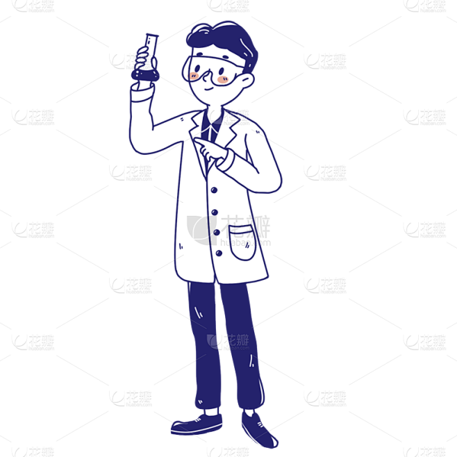 手绘-简笔画人物职业形象-研究员