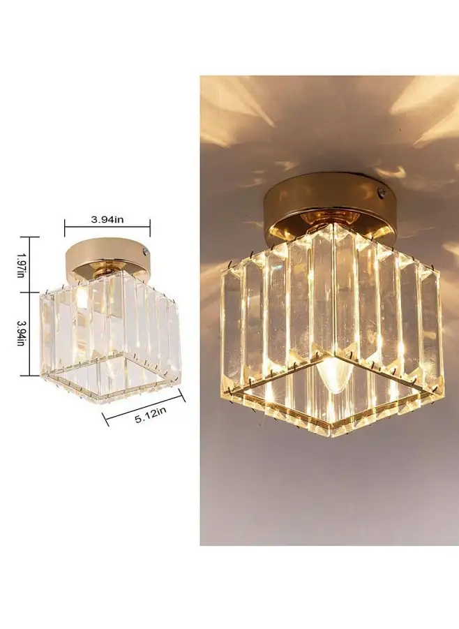 XiuWoo Modern Gold Crystal Ceiling Light, Flush Mount Ceiling Light Fixture, 1 Light Crystal ...