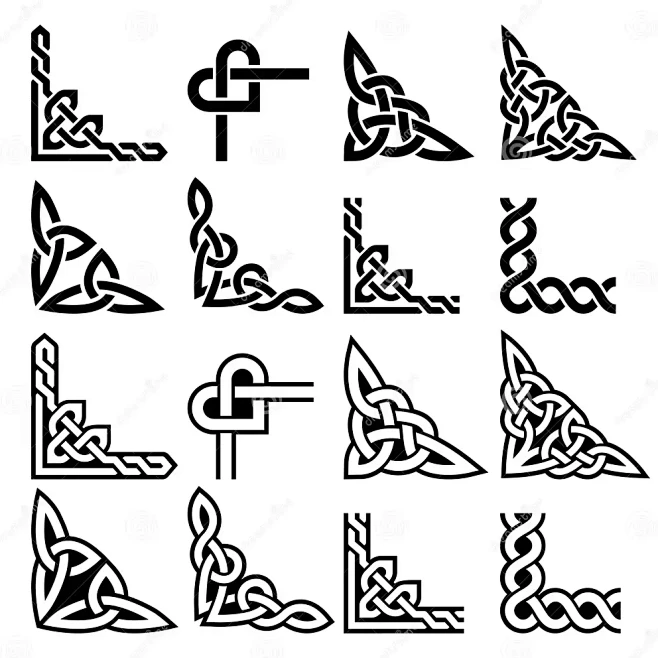 irish-celtic-vector-corners-design-set-braided-frame-patterns-greeting ...