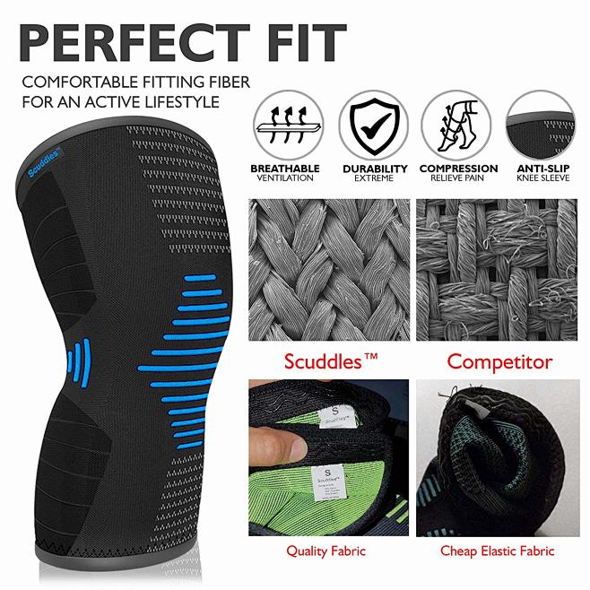 Amazon.com : Scuddles Compression Knee Sleeve - Best Knee Brace for ...