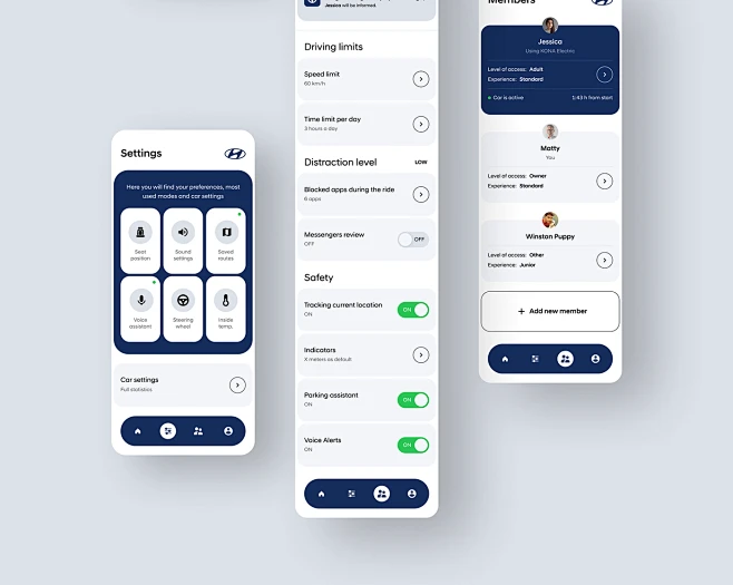app automotive car clean Hyundai minimalistic Mobile app modern UI ux-花瓣网