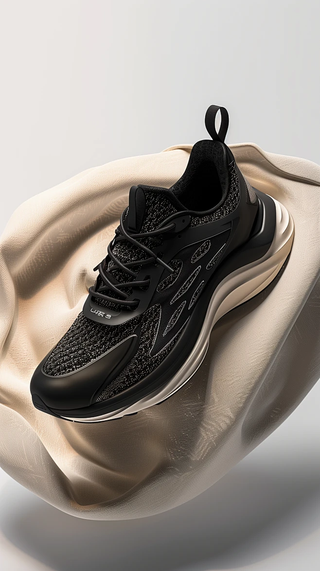 chenchunchucn_black_running_shoe_is_wrapped_in_a_light_khaki_co ...
