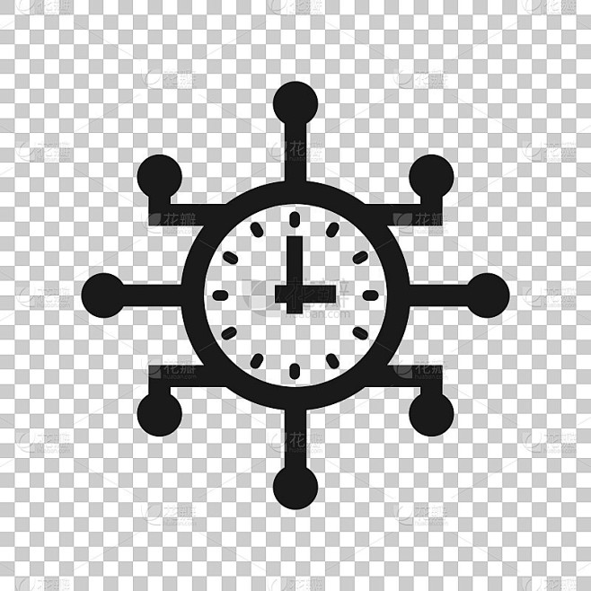 Real time icon in transparent style. Clock vector