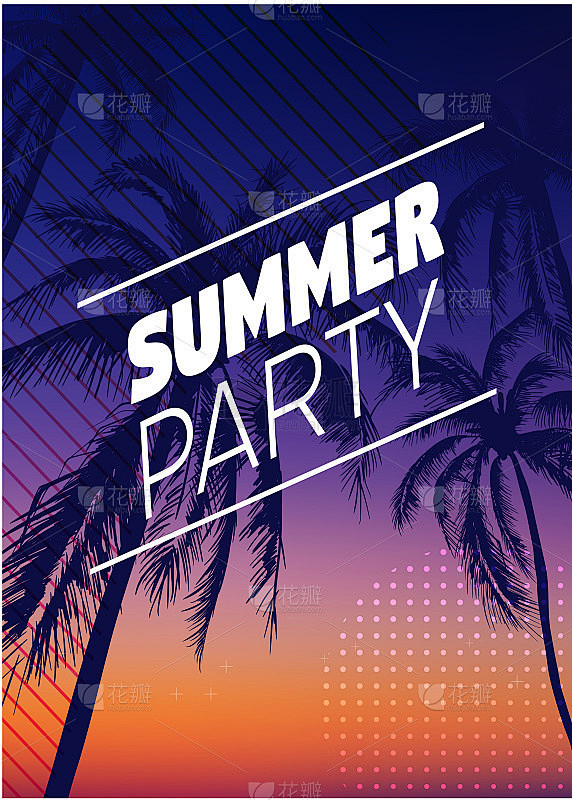 Summer party. Background with palm trees. T-shirt