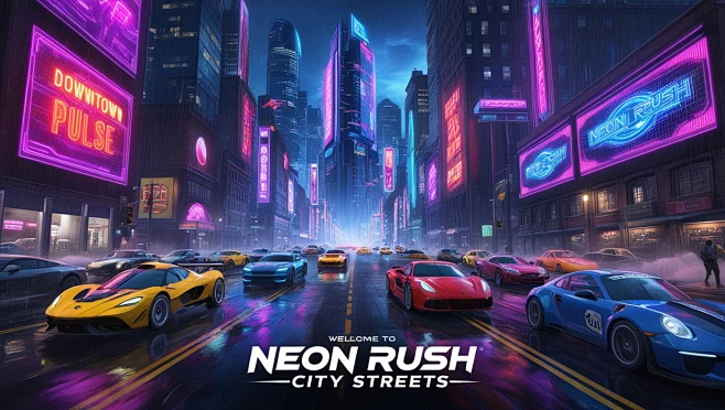 neon car racing game screenshots-花瓣网
