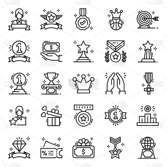 现代线条风格中的奖项和奖牌