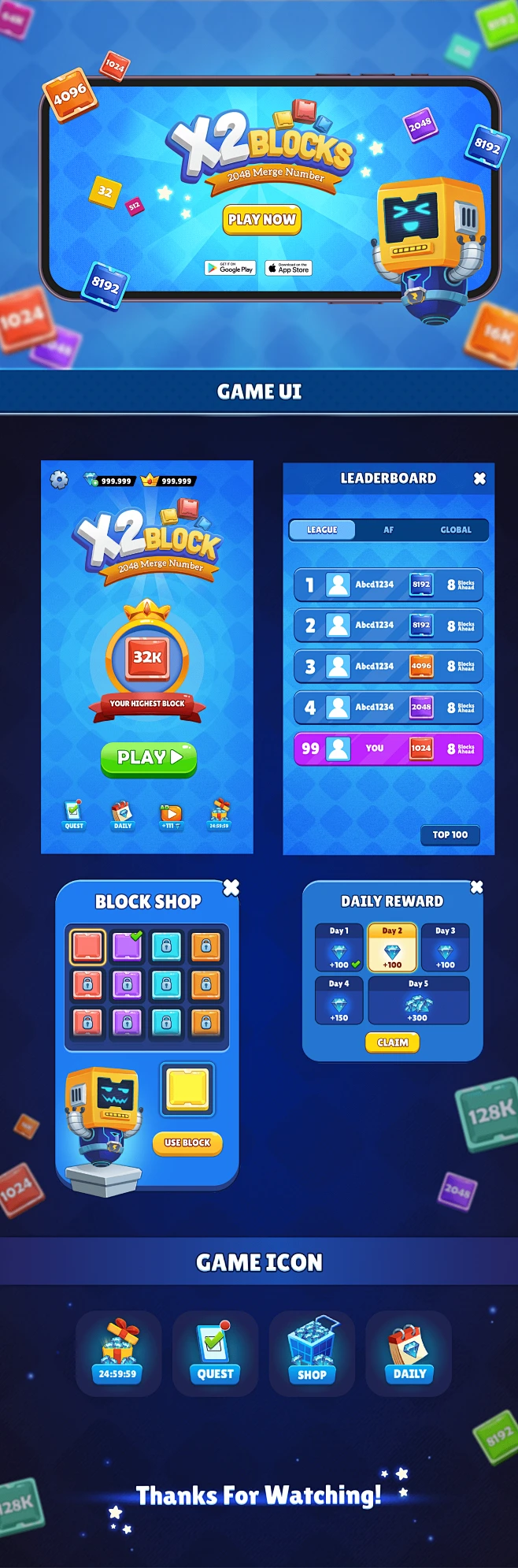 Behance 上的 X2 Blocks game UI Design-花瓣网
