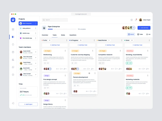 Managemate - Task Management Dashboard board dashboard design fireart ...