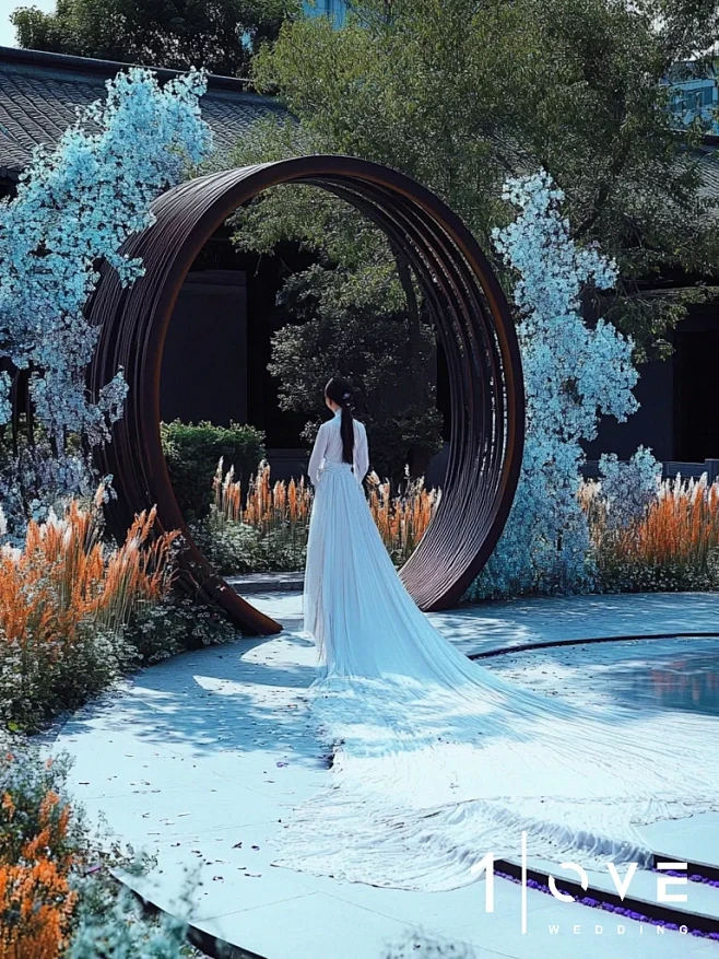 蓝色水面映出倒影新中式婚礼鲨疯了 - 小红书-花瓣网