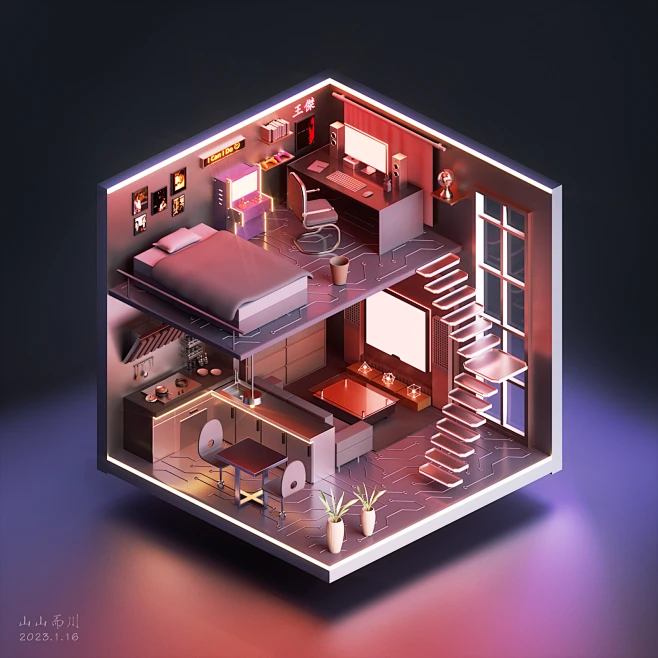 近期C4D零基础课程小房间案例优秀作业-C4D蜂巢计划 (25)-花瓣网