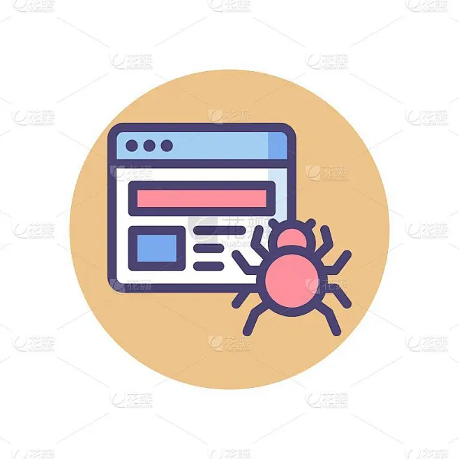 网络机器人，网页爬虫图标在平面设计风格。网站漏洞，安全漏洞图标。素材-花瓣网