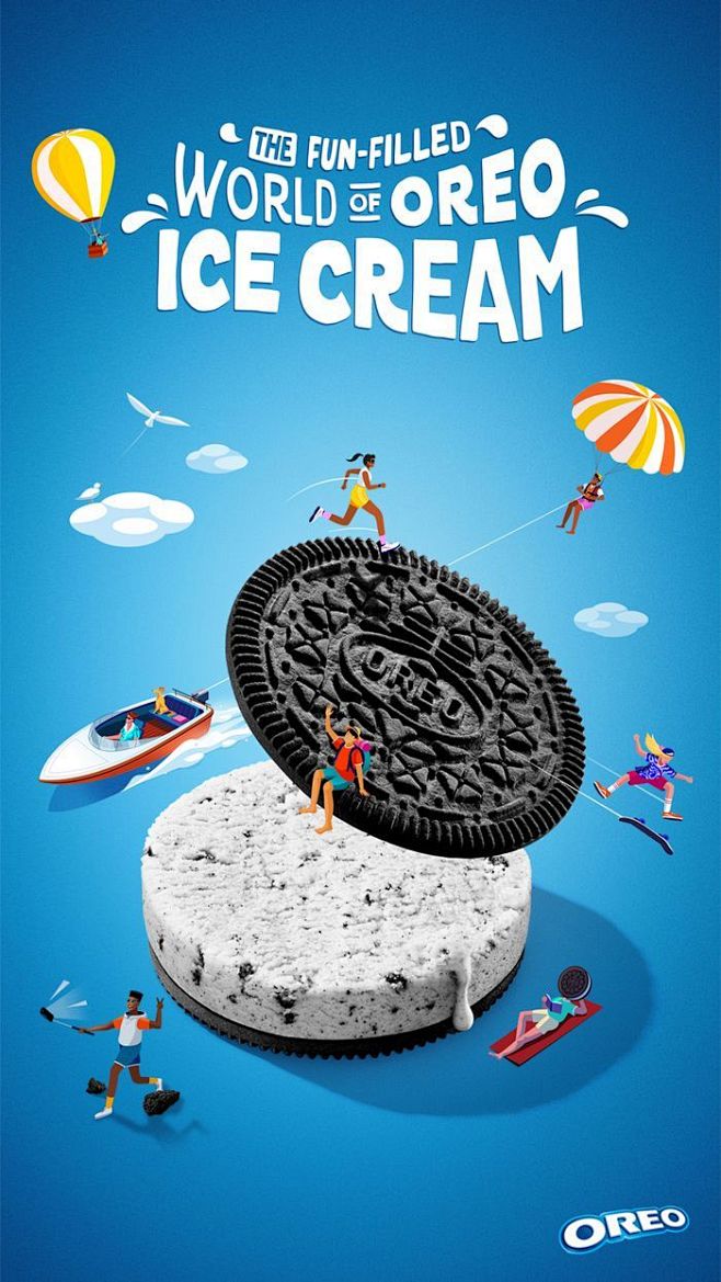 其中包括图片：Oreo Ice Cream advert Graphic design ads, Ads creative, Visual