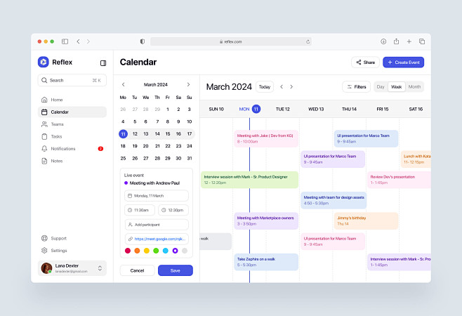 calendar SAAS dashboard Web Design planner UI/UX SaaS Design Project ...