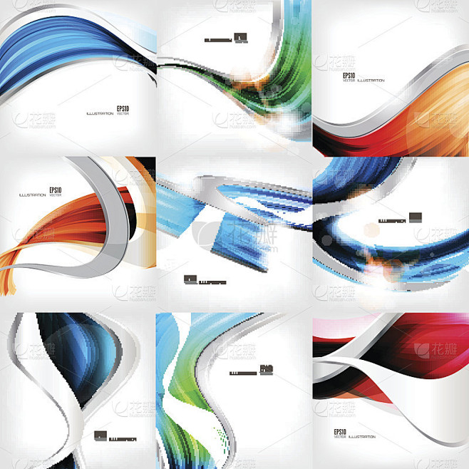 设置抽象的条幅。数字线、条纹