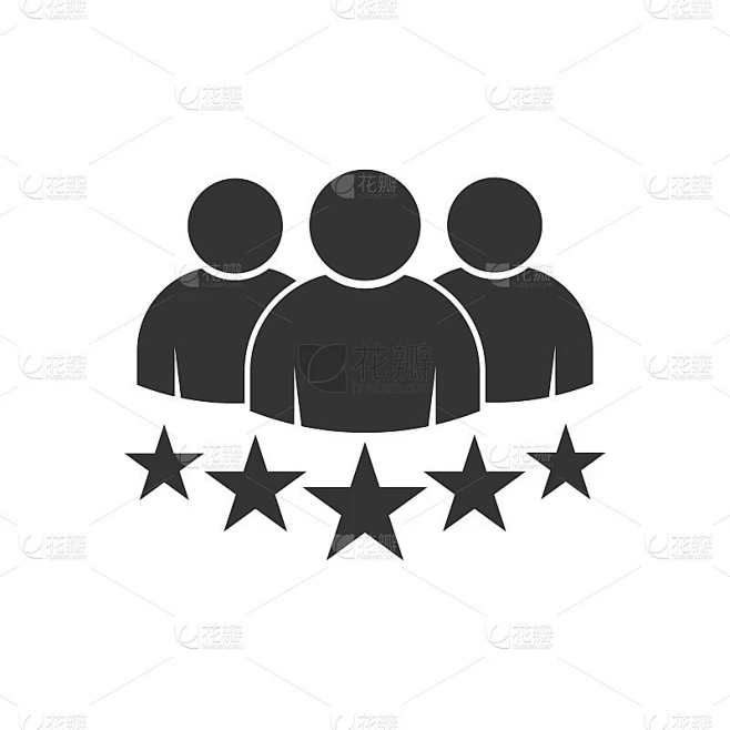 人组五星矢量图标优质产品质量评级扁平标志。团队合作的象征。为您的网站设计，标志，应用程序，UI。il素材-花瓣网