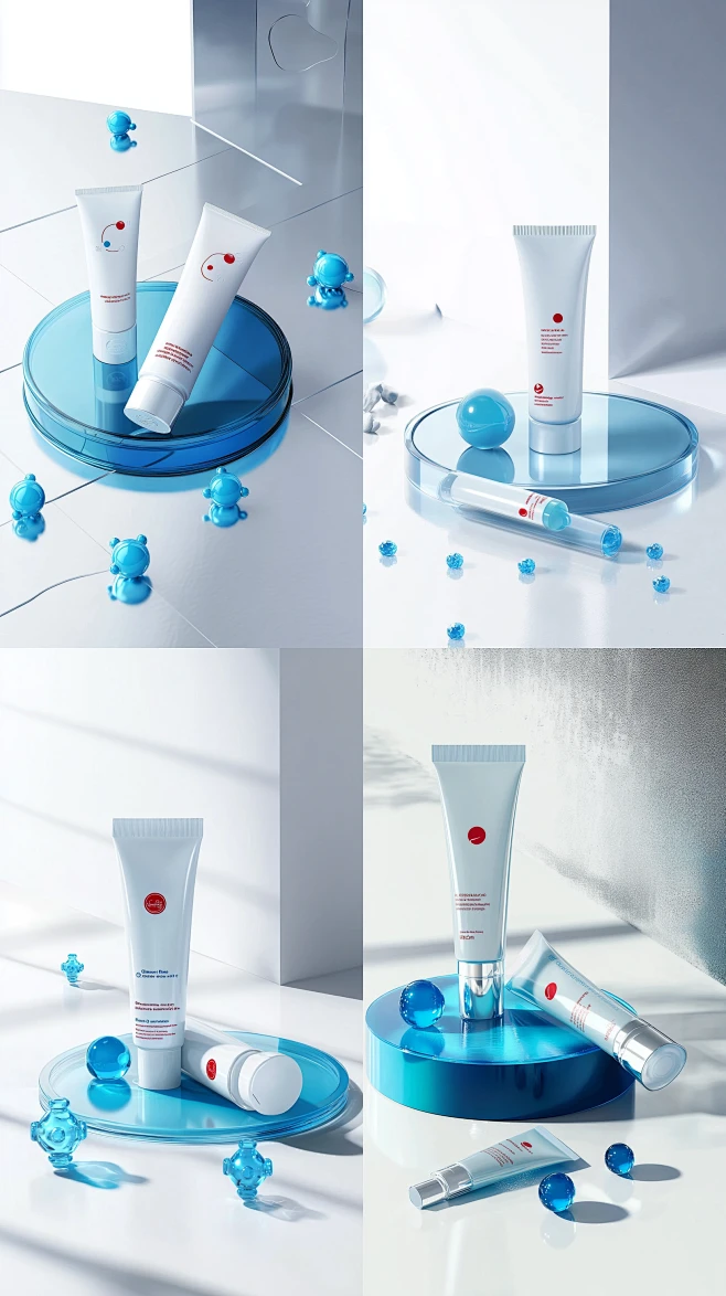 xinhe_hr_A_tube_of_eye_cream_is_placed_on_a_blue_glass_circular ...