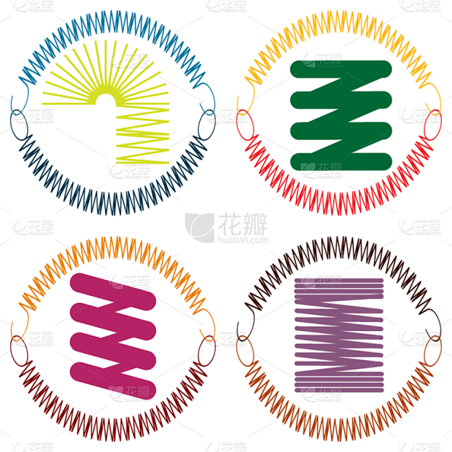 弹簧,图标集,分离着色,螺线,闪亮的,金属,压力,弹性,图像,钢铁