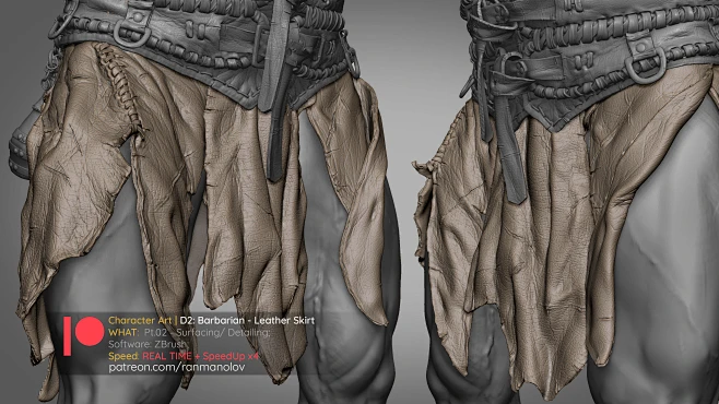 Character Art | D2: Barbarian - Skirt( Leather Surfacing)-花瓣网