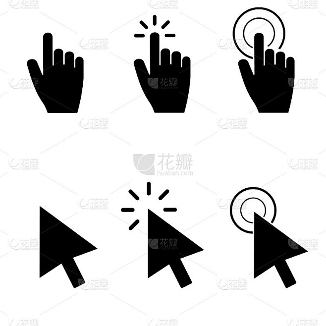 click icon, cursor vector, touch symbol isolated o