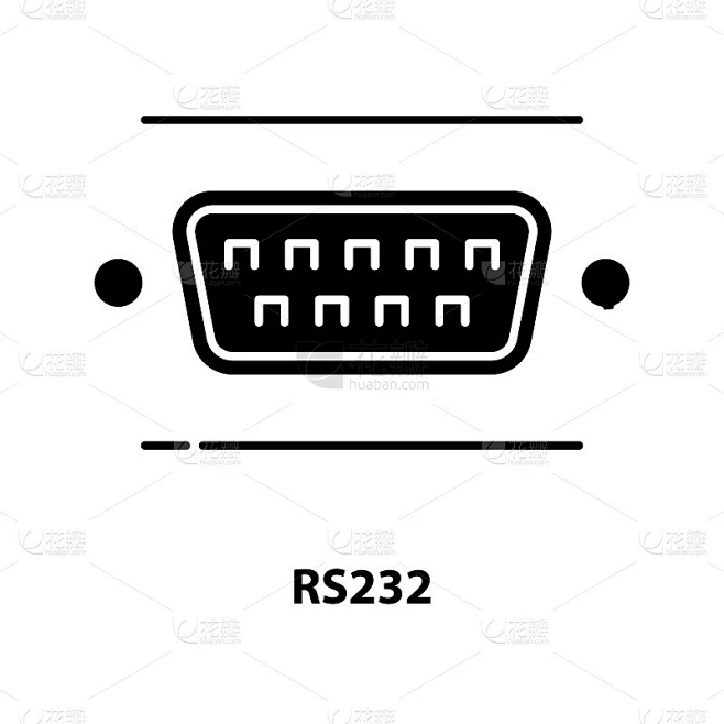 rs232 icon, black vector sign with editable stroke素材-花瓣网