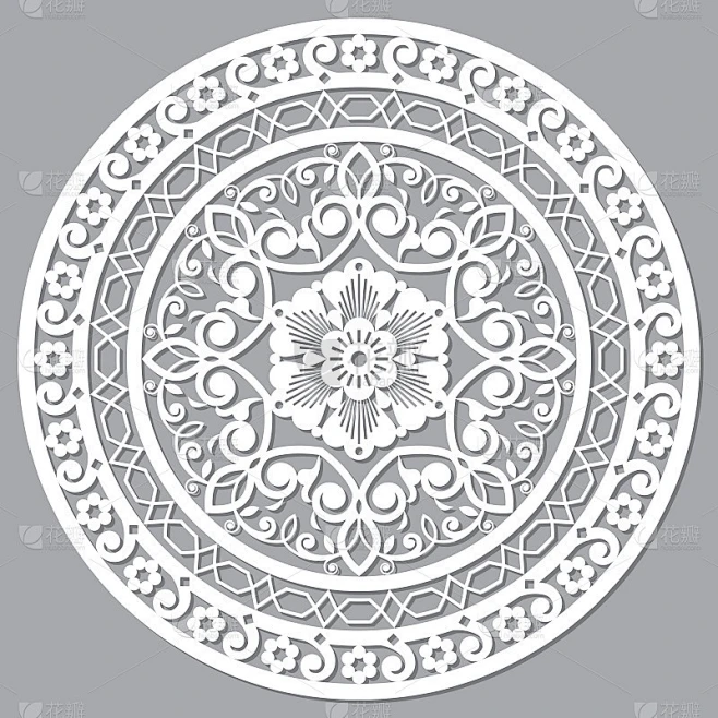 Moroccan openwork mandala vector design inspired b素材-花瓣网