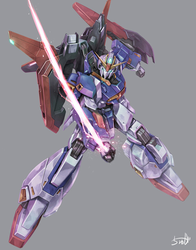 attack aura beam_saber clenched_hand energy_sword gundam mecha no ...