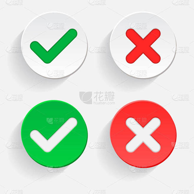 0001-check mark Green Tick and red cross of approv