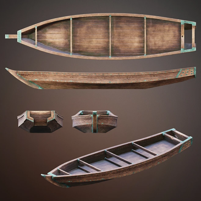 Wooden Boat - Game asset, Gabriel Ozga : It's a 3D boat model I've done ...