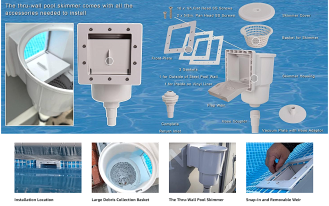 Amazon.com: Wadoy SP1091LX Above Ground Pool Skimmer Dyna-Skim with ...