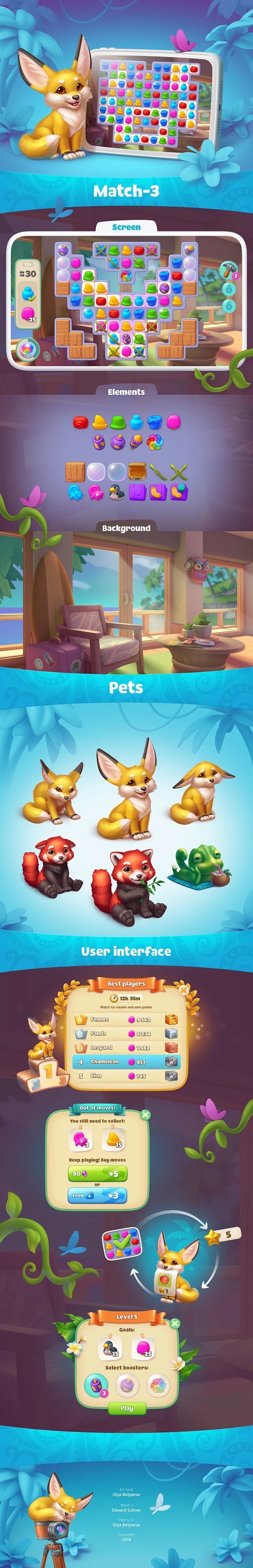 animal casual game Island match-3 mobile tile UI-花瓣网