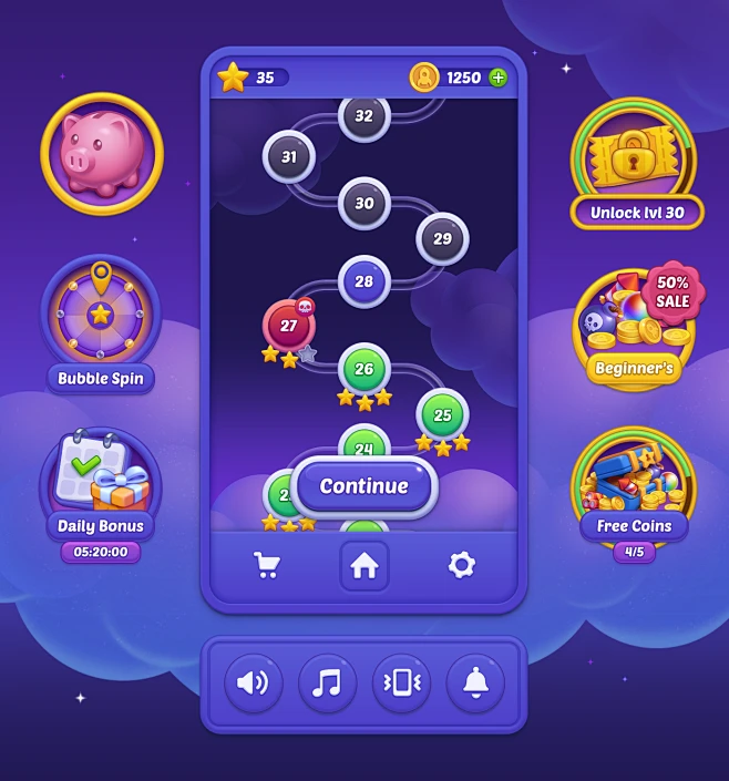 game game ui mobile game mobile ILLUSTRATION bubble colorful clo-花瓣网