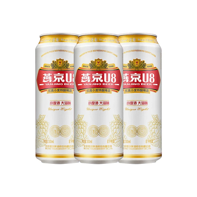 燕京啤酒经典8°P 燕京U8 500ml*12听易拉罐装新鲜日期整箱包邮-淘宝网-花瓣网