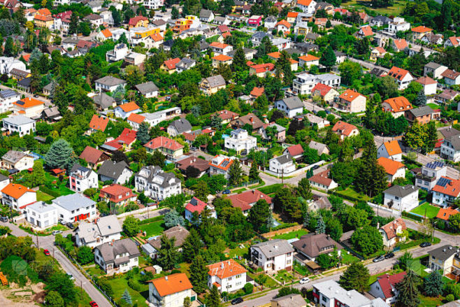 居住区,航拍视角,华贵,风,环境,奥地利,现代,小的,无人机,社区