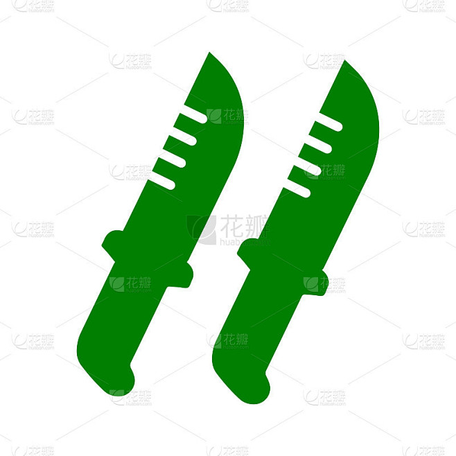 Dagger, Green Color Knife Icon