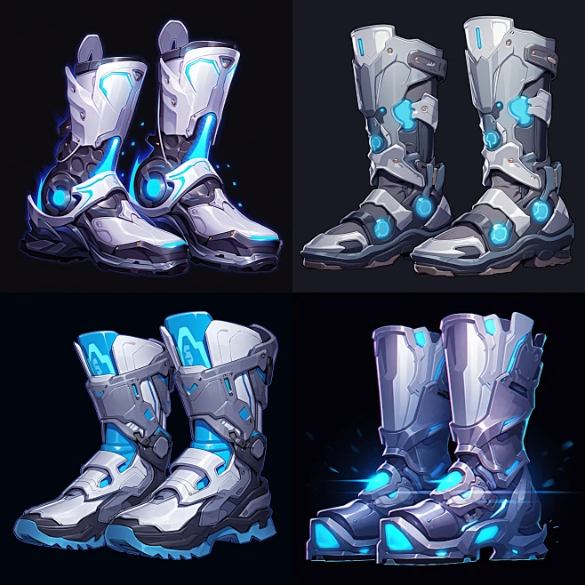 xusien_a_pair_of_metal_boots_with_blue_or_steel_accents_in_the ...