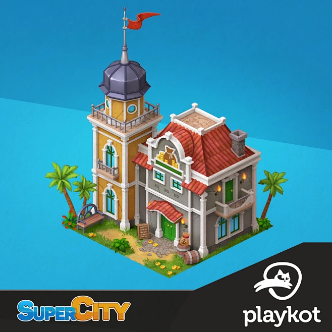 SuperCity buildings, Aglaia Gorbenko : Isometric objects concept art I've done for SuperCity ...