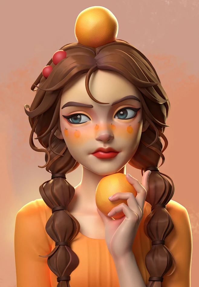 orange girl-花瓣网