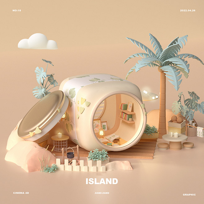 3D c4d cartoon cute minimal modern octane