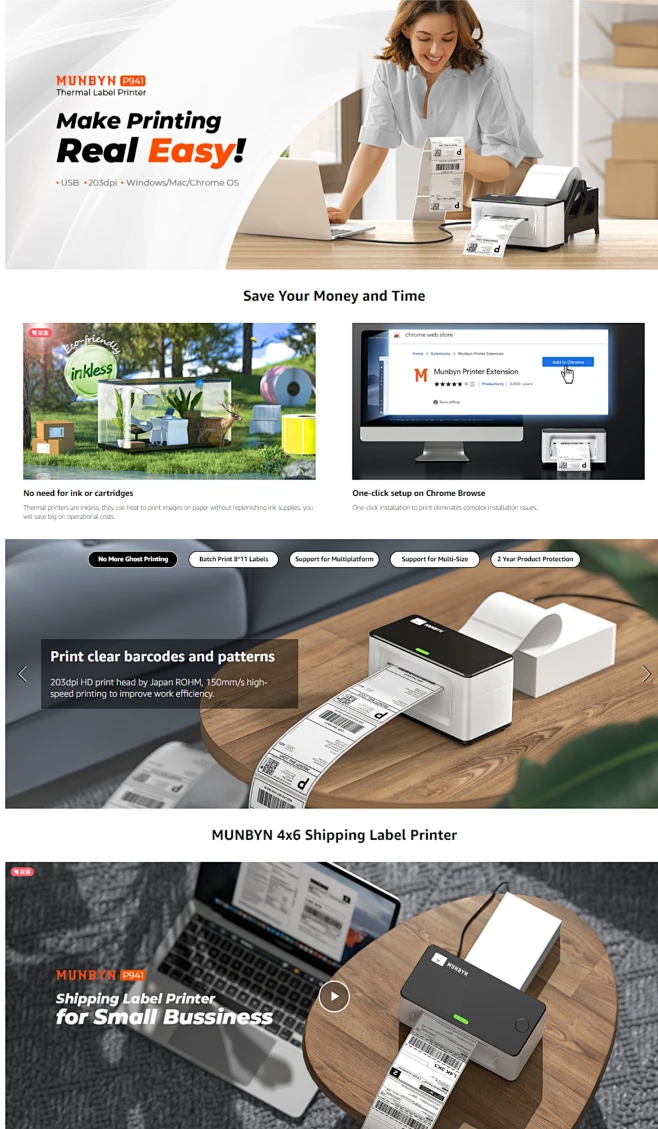 Amazon.com : MUNBYN Shipping Label Printer P941, 4x6 Label Printer for ...