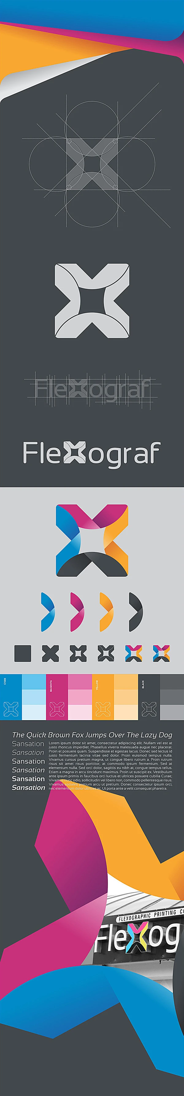 Logo identity "Flexograf" - Flexoprinting company. : Logo identity "Flexograf" - Flexoprinting ...