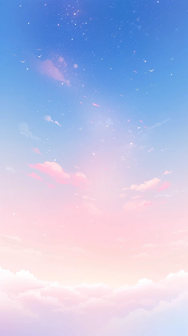 A deep blue and soft pink gradient wallpaper with subtle clouds and a ...