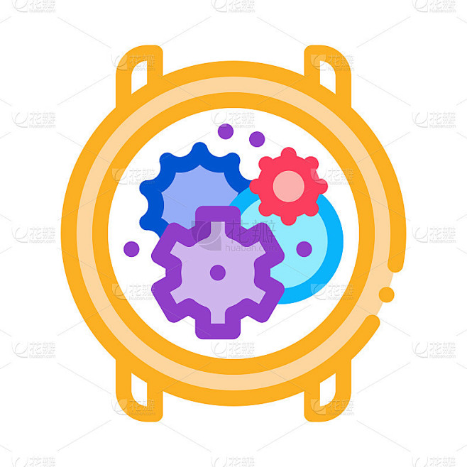 手表机构齿轮图标矢量轮廓插图