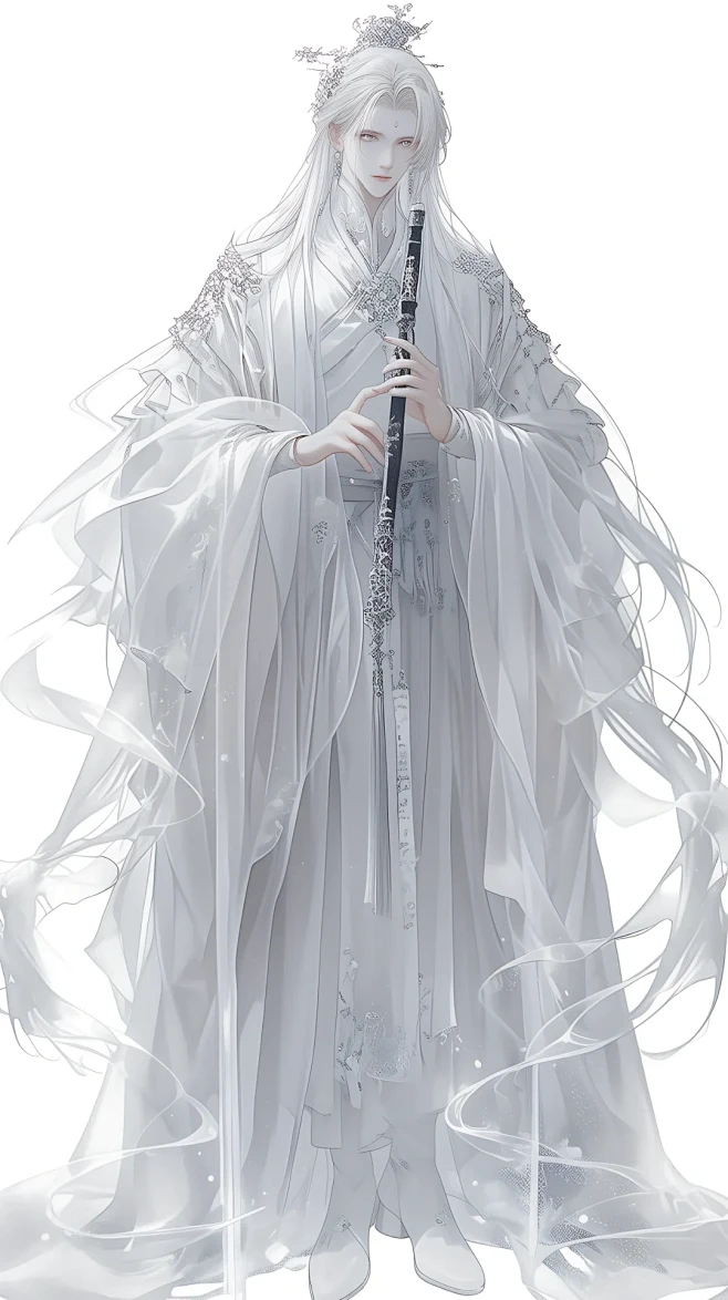 白衣白发古风男立绘 - 小红书-花瓣网