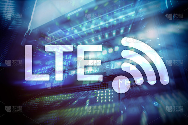 LTE、5g无线互联网技术概念。服务器的房间。