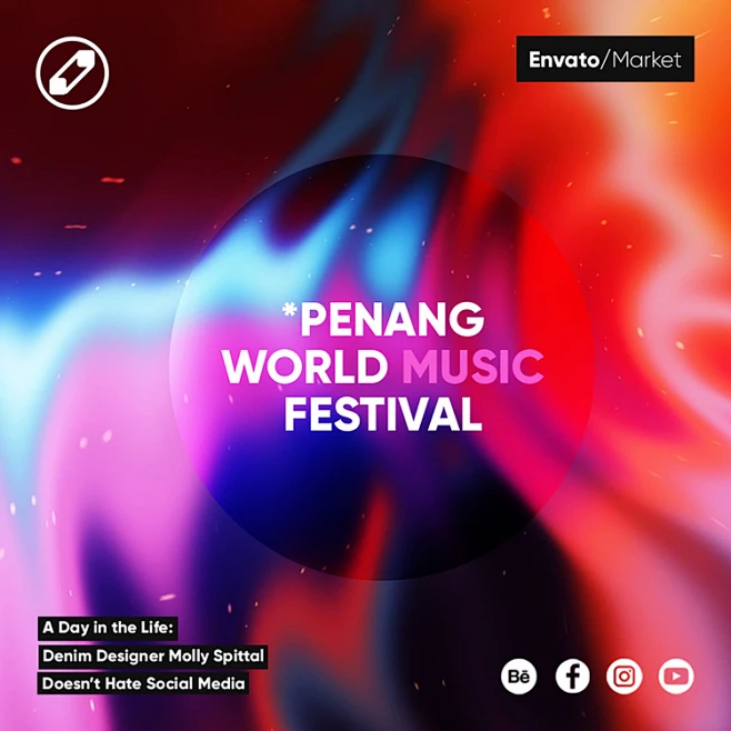 潮流炫酷全息渐变流体字体背景instagram海报PSD设计素材-花瓣网